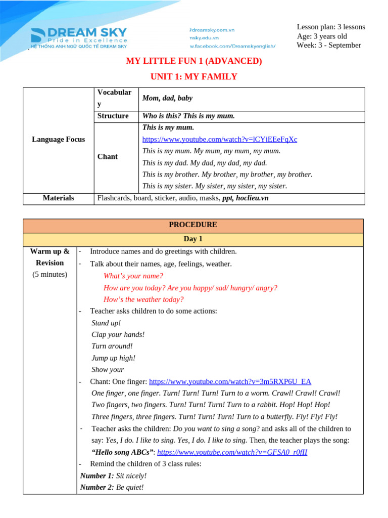 Family Vocabulary Lesson Plan for Kids | PDF