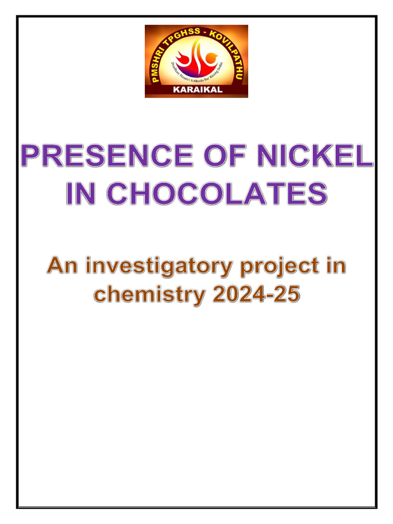 Nickel Presence in Chocolates Analysis | PDF | Hydrochloric Acid | Nickel