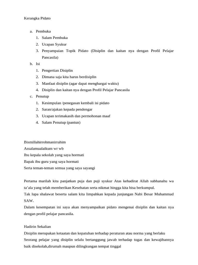 Kerangka Pidato | PDF