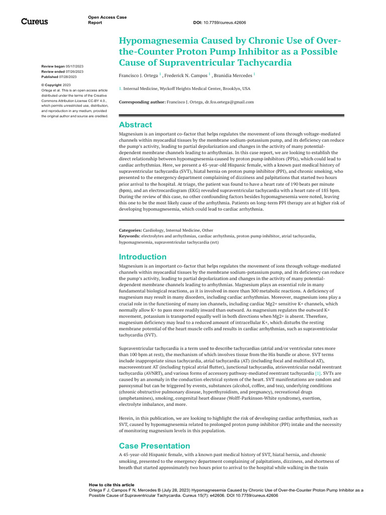 Hypomagnesemia Caused by Chronic Use of Over The Counter Proton Pump ...