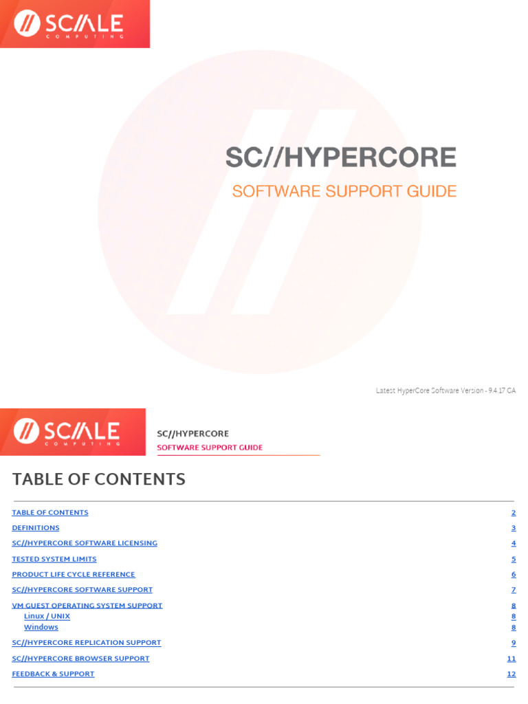 SC - HyperCore - Software Support Guide | PDF | Operating System | Software