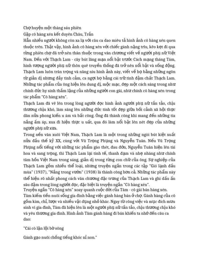 Chợ huyện một tháng sáu phiên | PDF