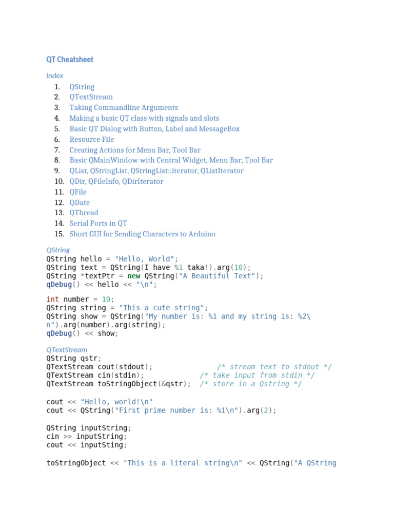 vertopal.com_qt-cheatsheet | PDF | Dialog Box | Software Development