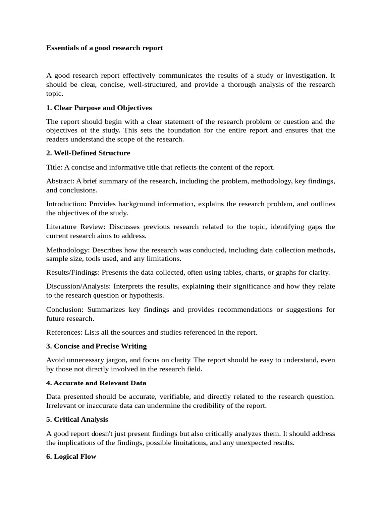 Essentials of A Good Report | PDF | Methodology | Citation