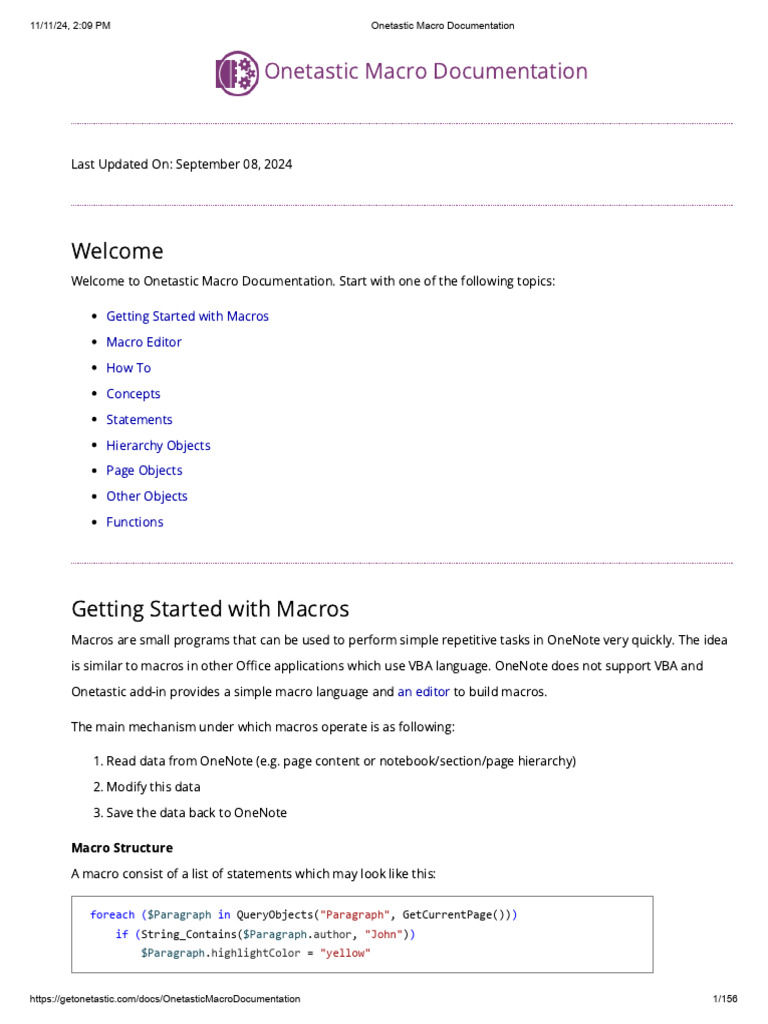 Onetastic Macro Documentation | PDF | Menu (Computing) | Computer File