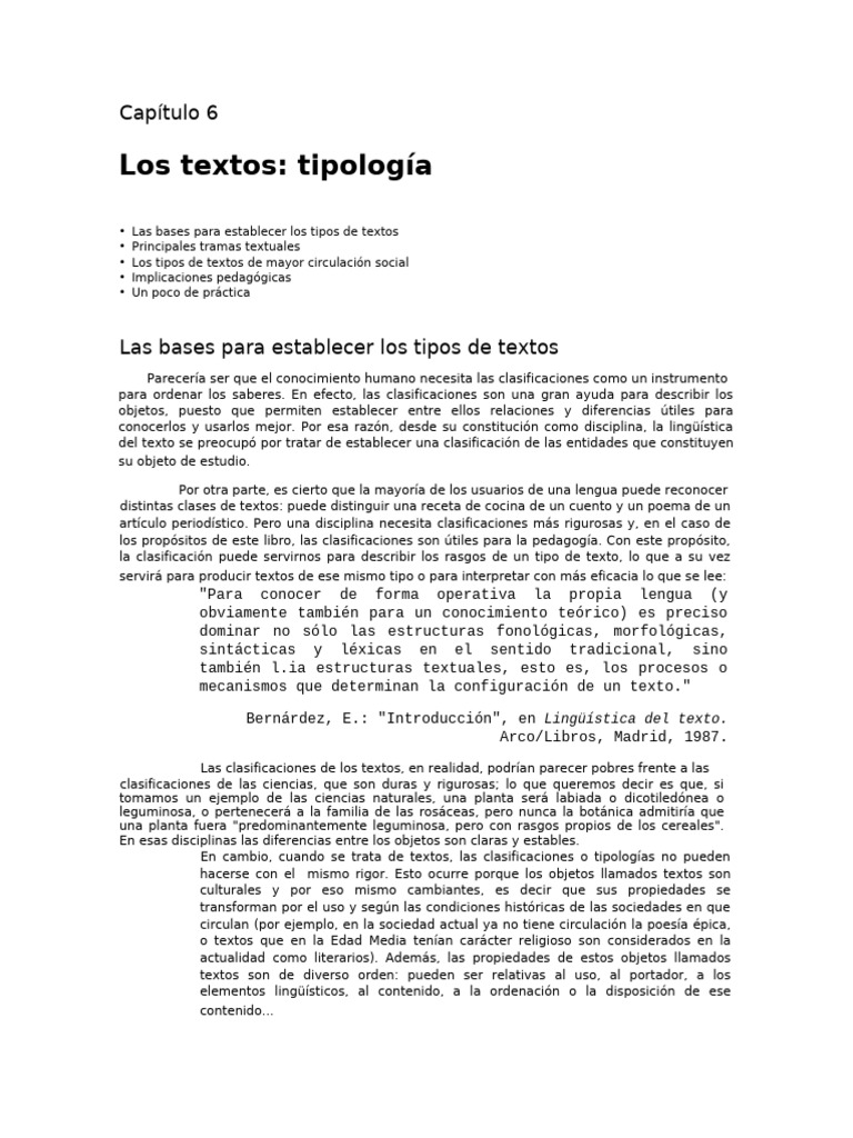 Capítulo 6 Los Textos Tipología | PDF | Lingüística | Verbo