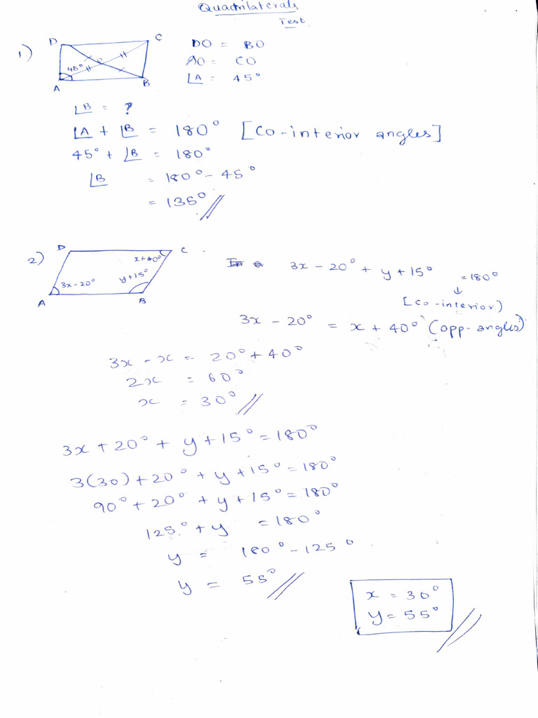 Anirudhan Quadrilaterals Test | PDF