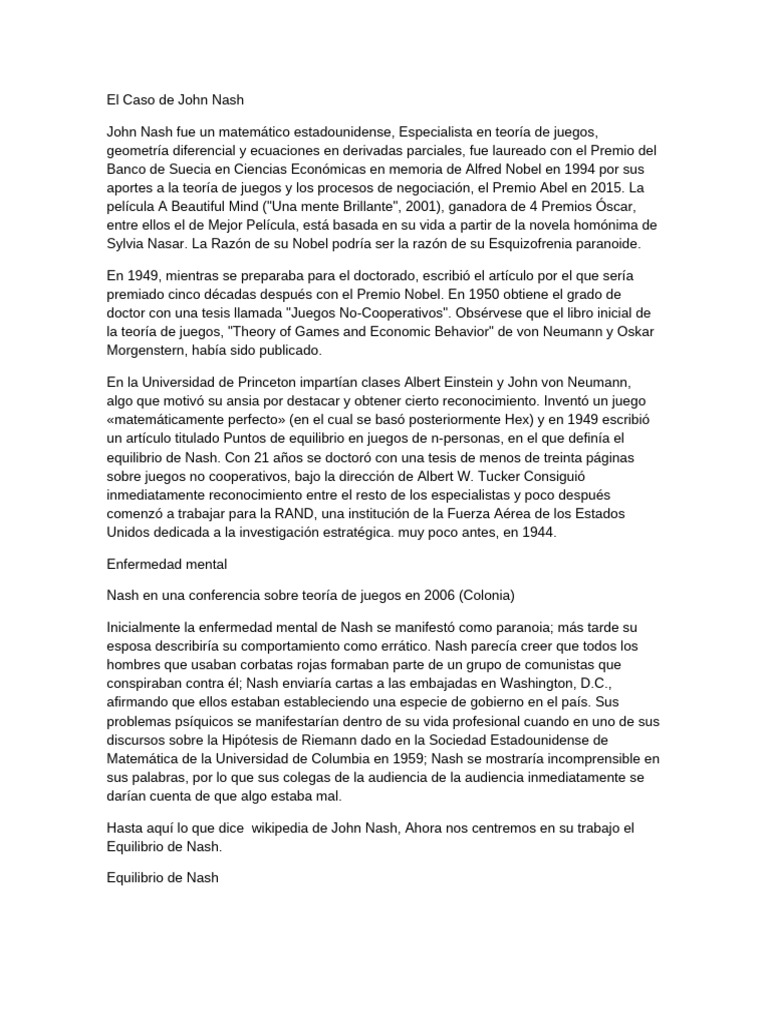 El Caso de John Nash | PDF