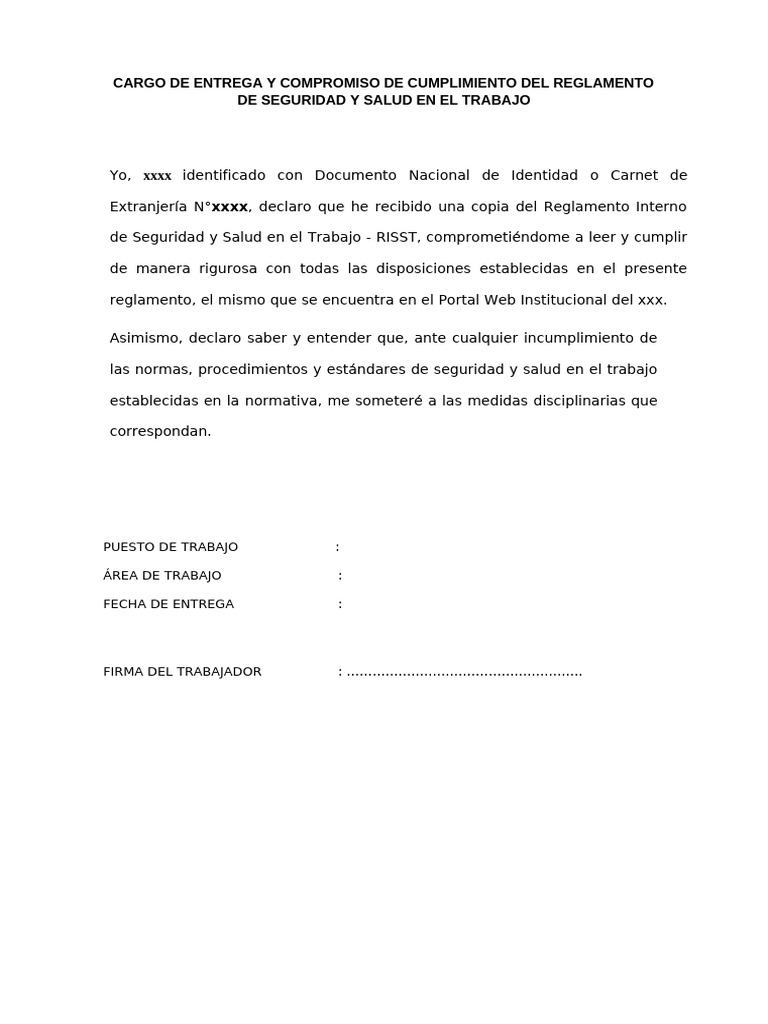 Cargo de Entrega y Compromiso Del Risst | PDF