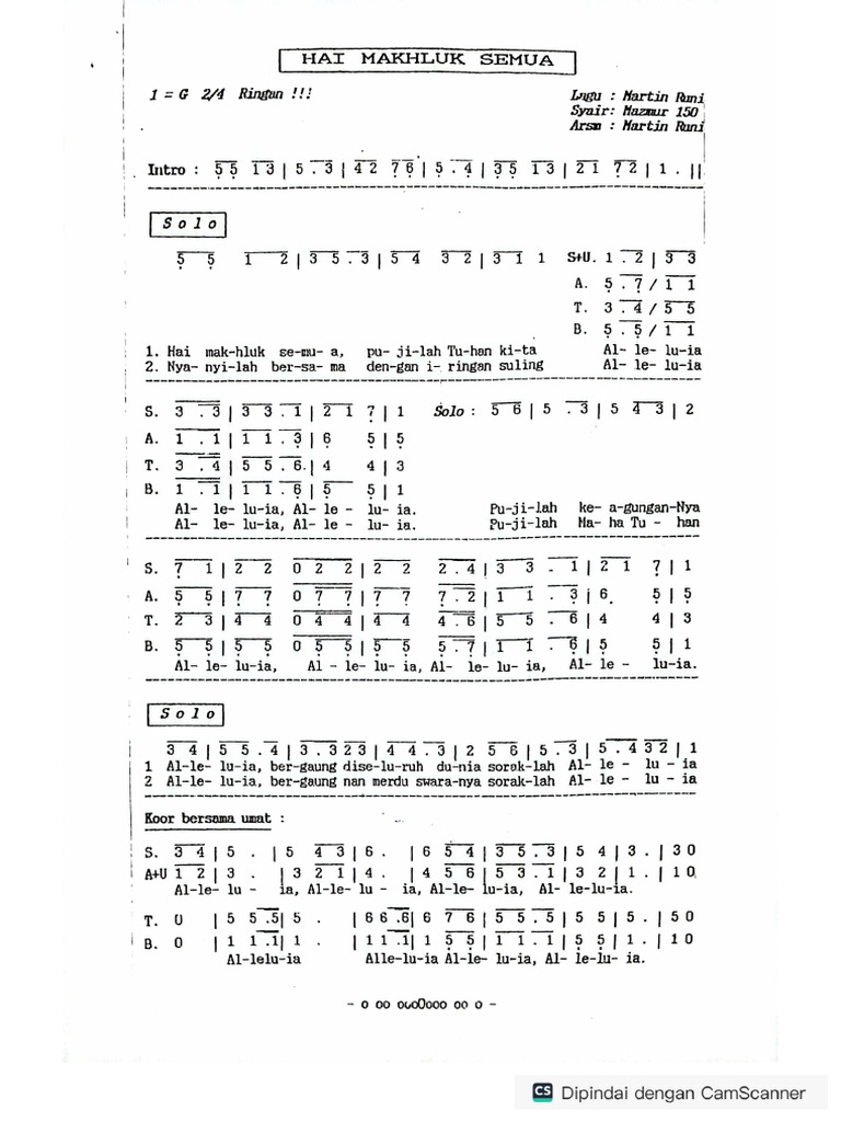 Hai Makhluk Semua - Madah Bakti - 082843 | PDF