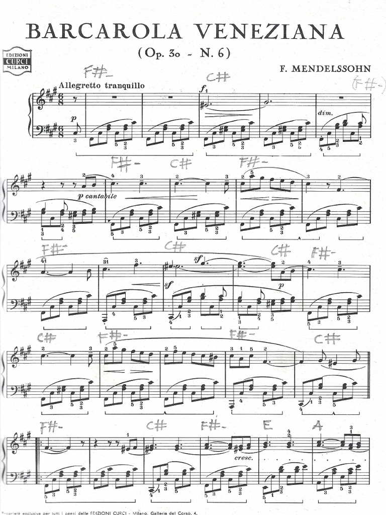 Barcarola Veneziana Mendelsshon | PDF