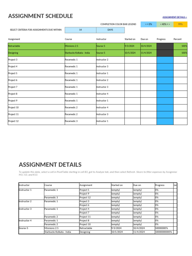 Assignment Schedule | PDF