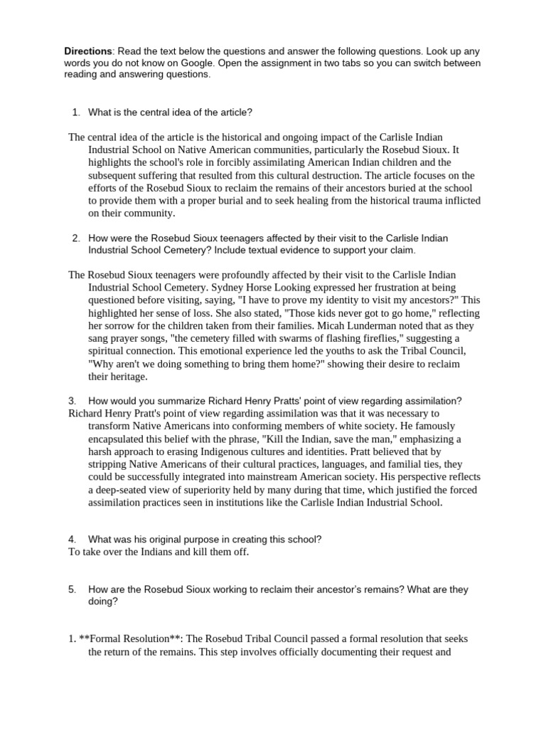 American Indian Boarding Schools - Informational Text 10 Pts | PDF ...