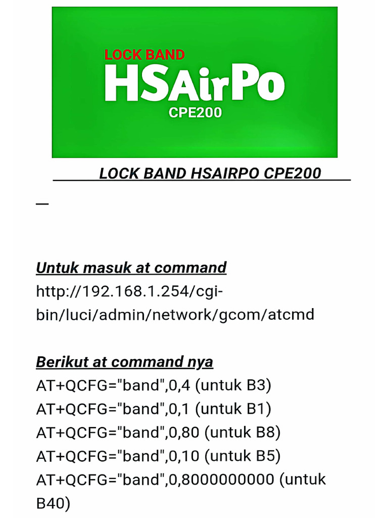 Cara Lock Band Hsairpo Cpe200 | PDF
