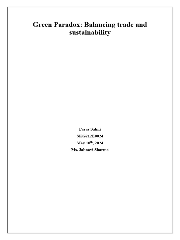 Green Paradox paper | PDF | Sustainability | Agriculture