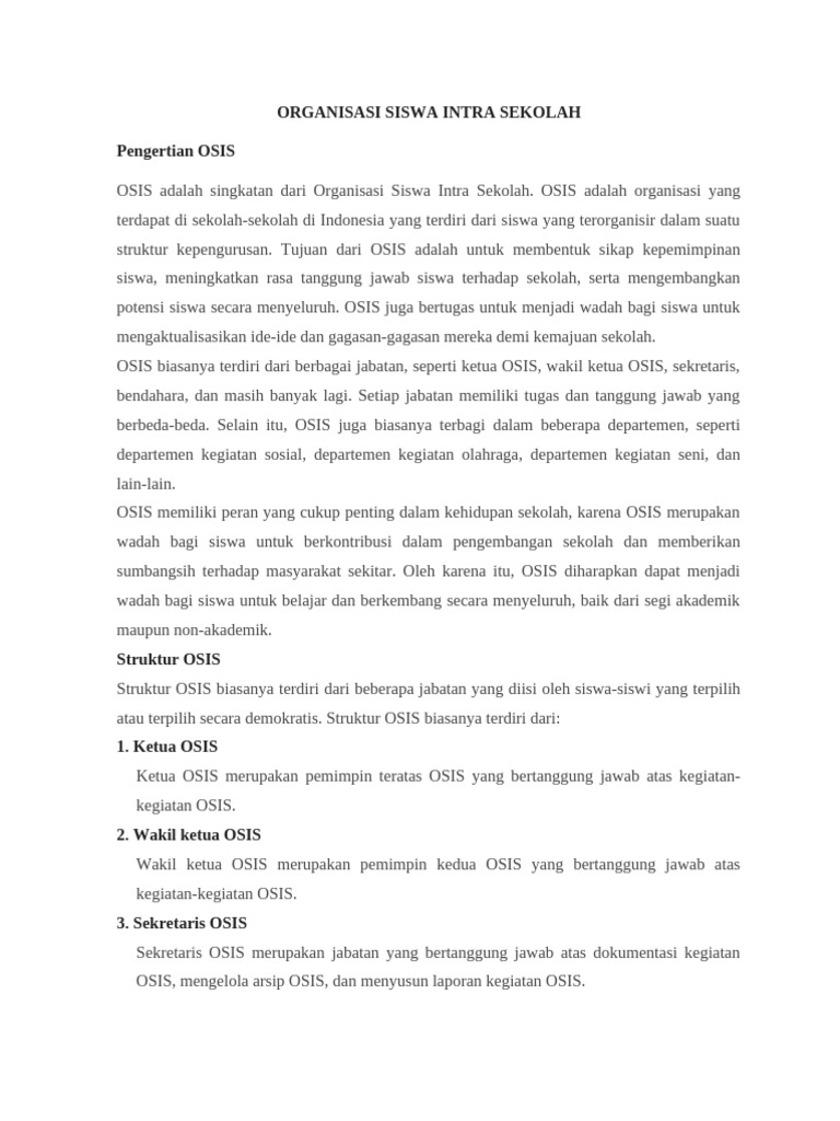 Peran dan Struktur OSIS di Sekolah | PDF
