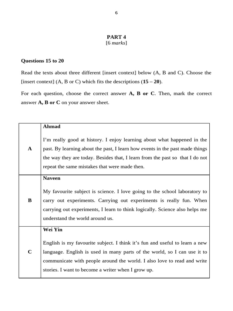 Uasa Year 5 Part B Question Paper | PDF