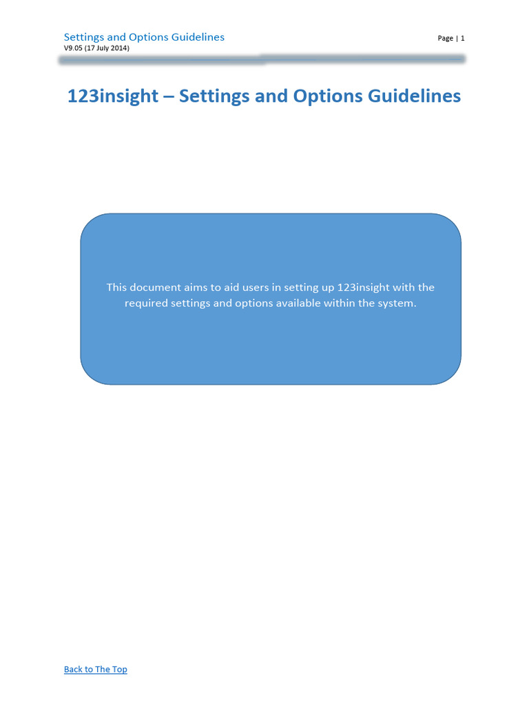 123insight Settings and Options Guide | PDF | Currency | Taxes