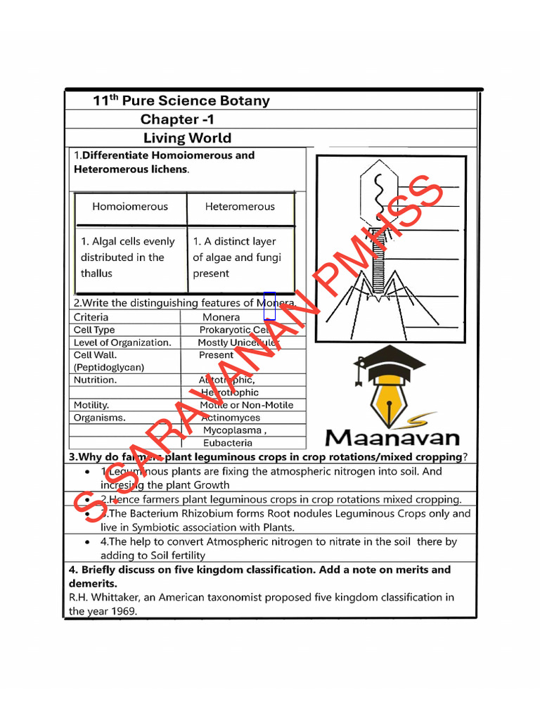 11th Botany Chapter 1 Study Material English Medium PDF Download | PDF