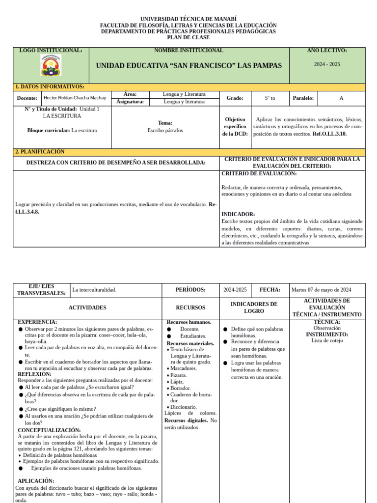 Planificacion De Lengua Y Literatura Pdf Diccionario Evaluación