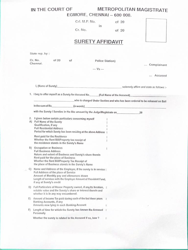 Surety Affidavit | PDF