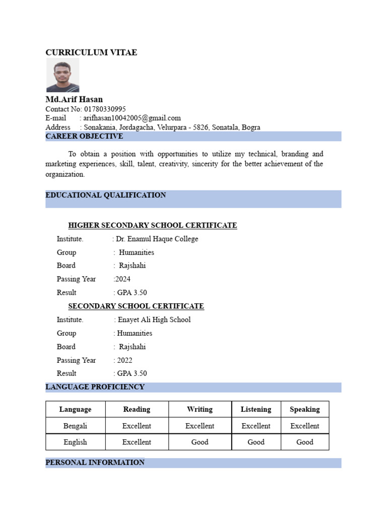 Arif cv cv_ | PDF
