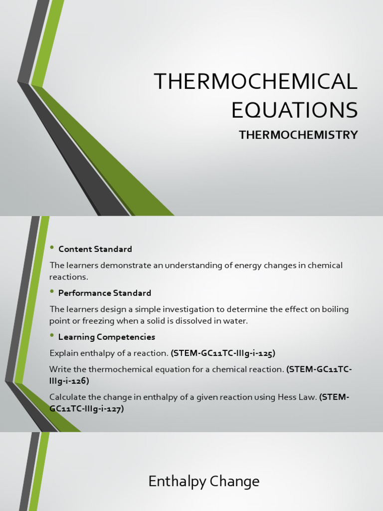 THERMOCHEMICAL-EQUATIONS | PDF