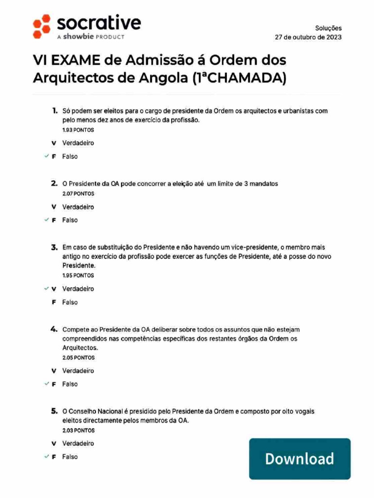 OA_VI Exame_1° Chamada_27.10.2023 | PDF
