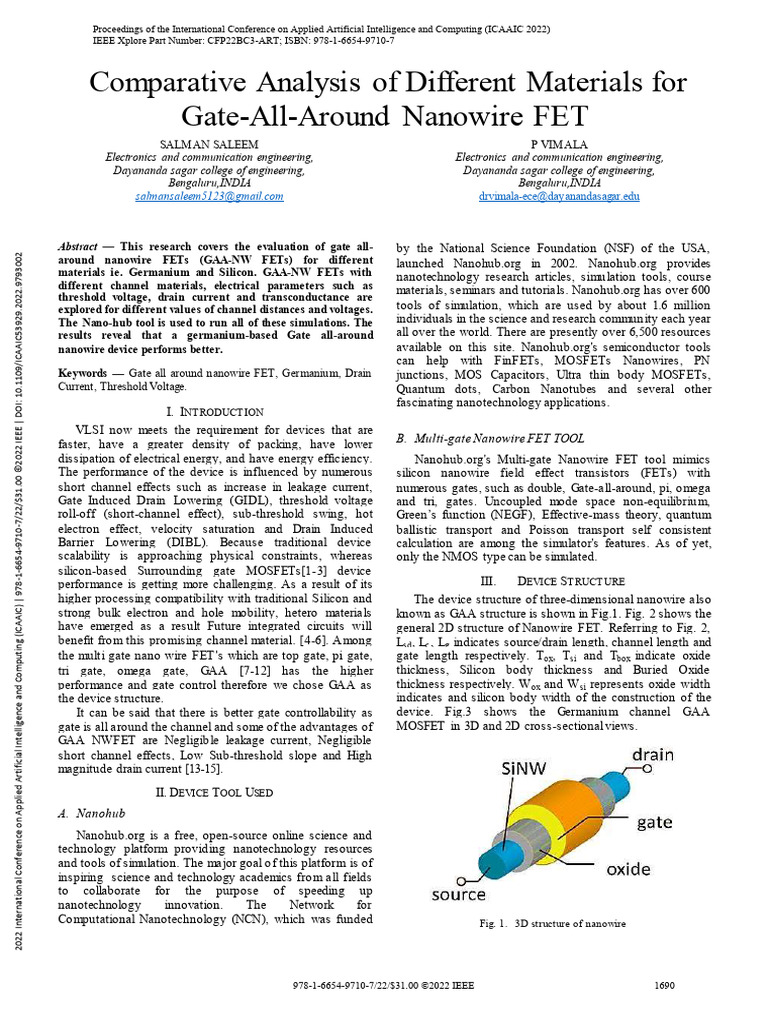 Comparative_Analysis_of_Different_Materials_for_Gate-All-Around_Nanowire_FET | PDF | Field ...