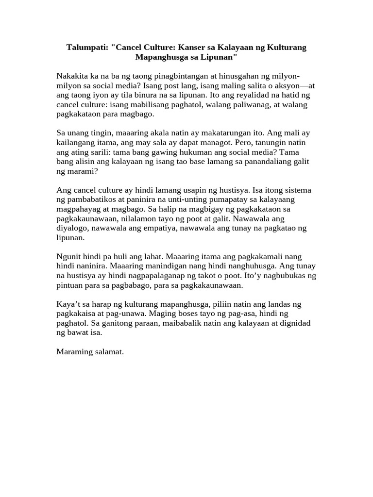 Talumpati - Docx 1 | PDF