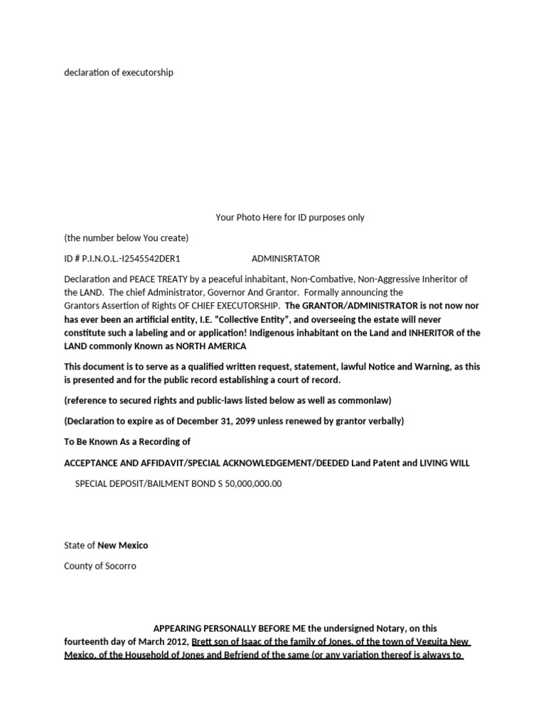 206229071 Declaration of Executorship | PDF | Common Law | Deed