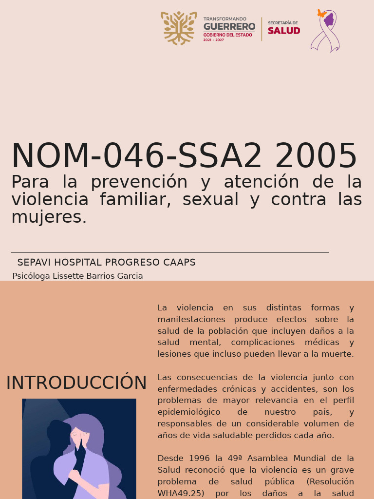 Nom 046 Power Point | PDF | La violencia contra las mujeres | Violencia doméstica