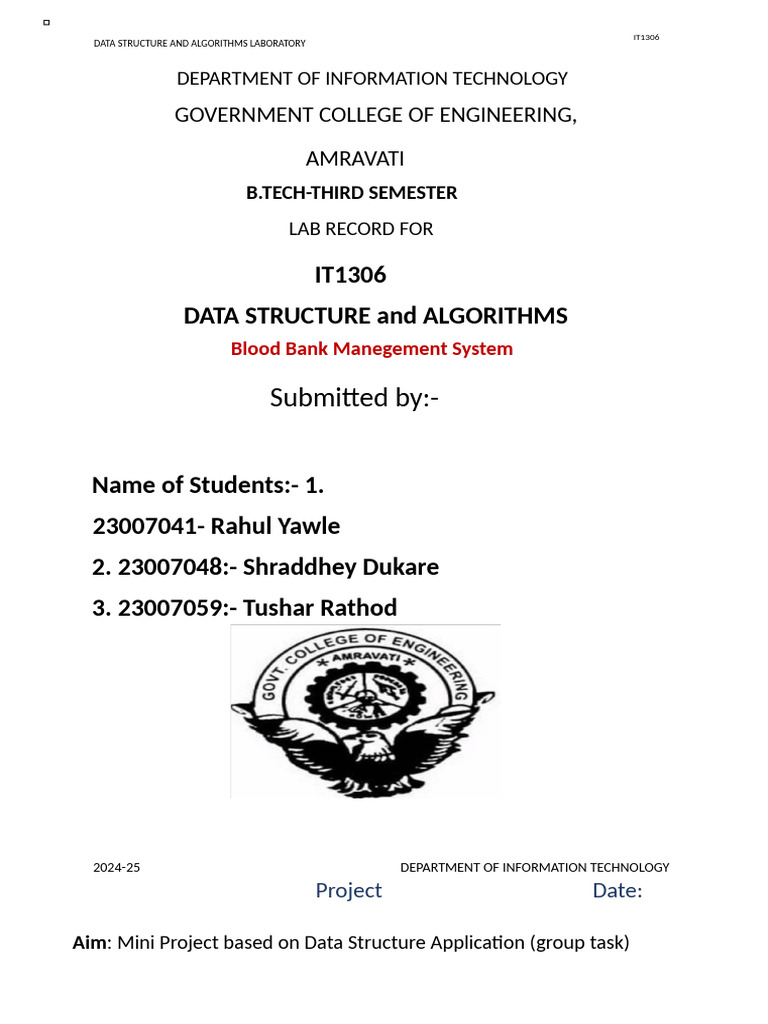 FINAL DSA MINI PROJECT - PDF - 20241027 - 225622 - 0000 | PDF ...