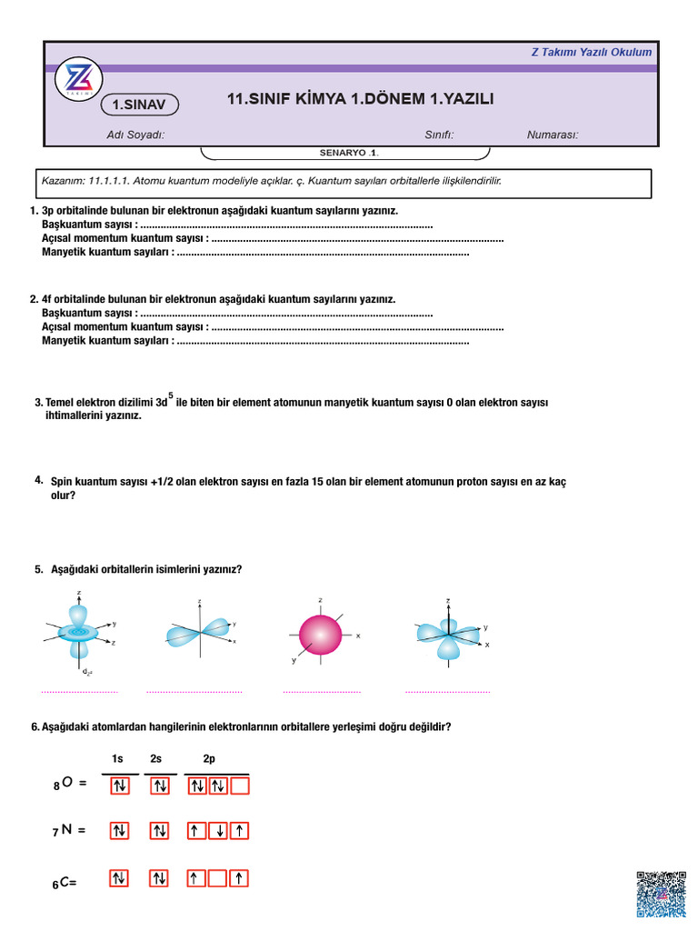 11-sinif-kimya-ortak-yazili-sorulari-ornek-meschemy-1.donem-1.yazili | PDF