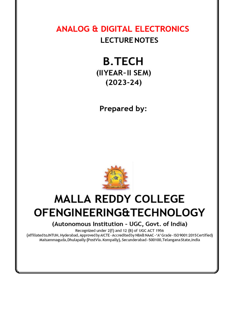 Analog And Digital Electronics Digital Notes Pdf Bipolar Junction