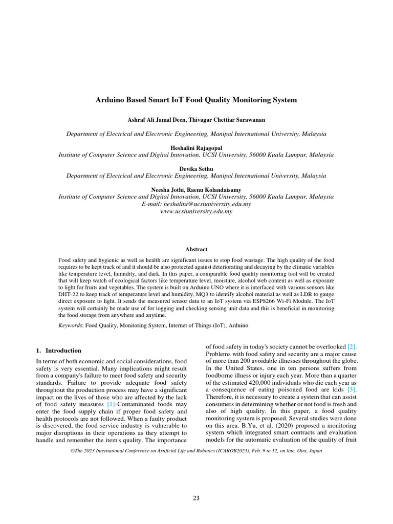 Arduino_Based_Smart_IoT_Food_Quality_Mon | PDF | Ph | Sensor