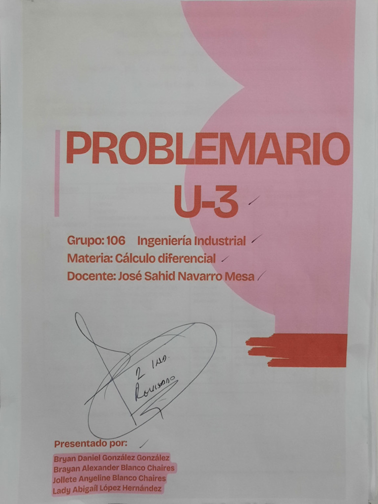 Problemario - Unidad 3 - Derivadas - Calculo diferencial | PDF