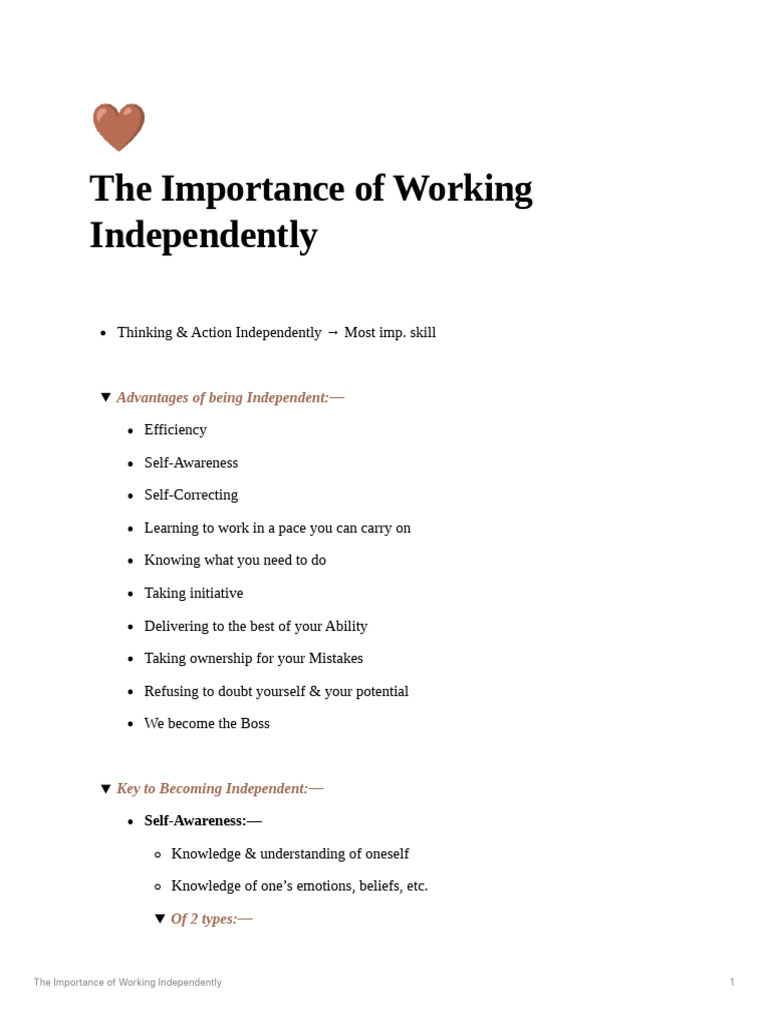 _The_Importance_of_Working_Independently_ | PDF | Goal | Knowledge