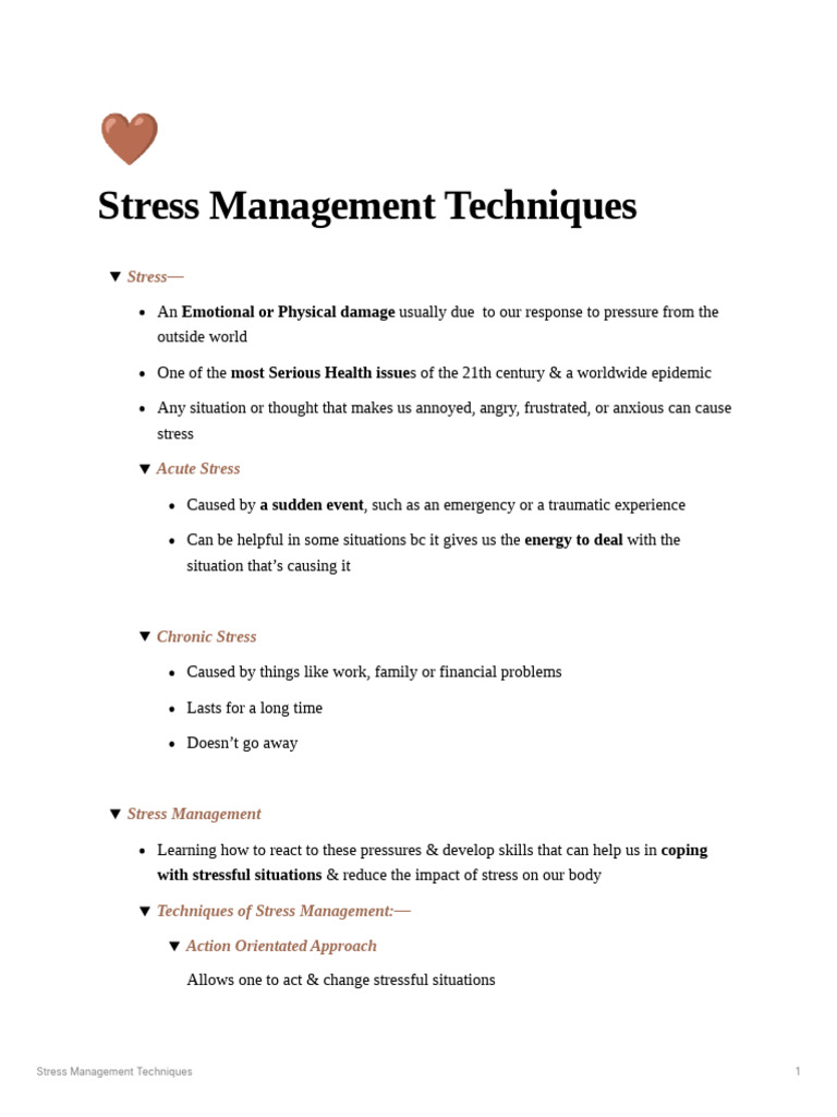 Effective Stress Management Techniques | PDF | Stress Management ...