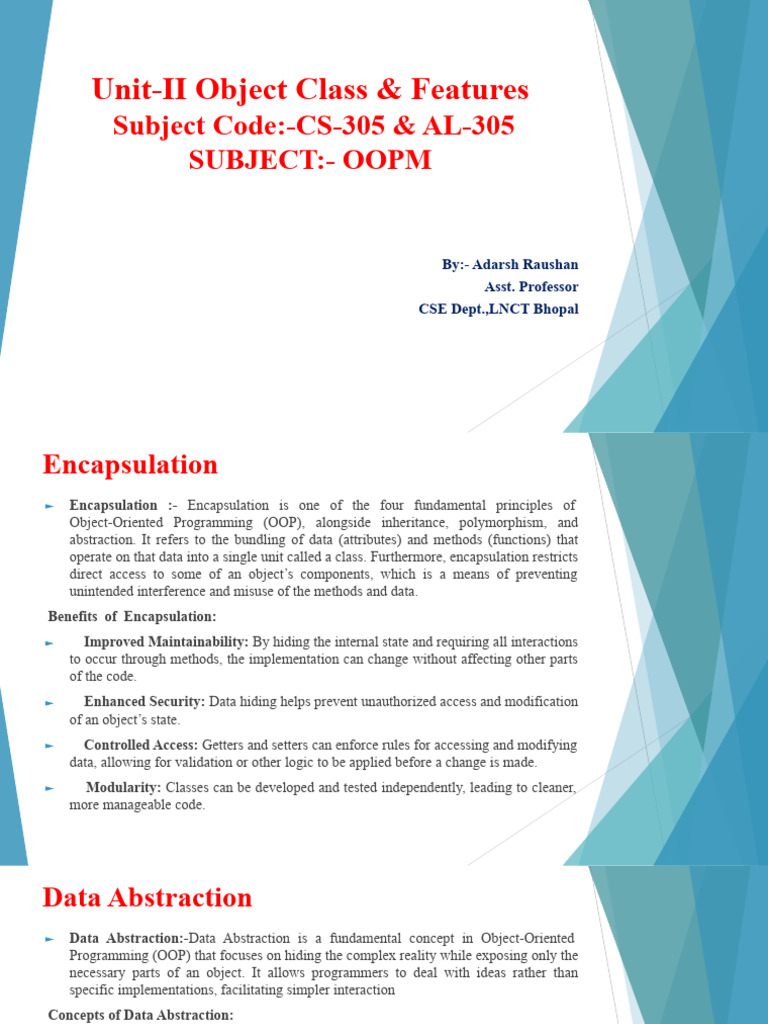 Unit Ii Oopm Cs305 Al305 Pdf Class Computer Programming Method Computer Programming