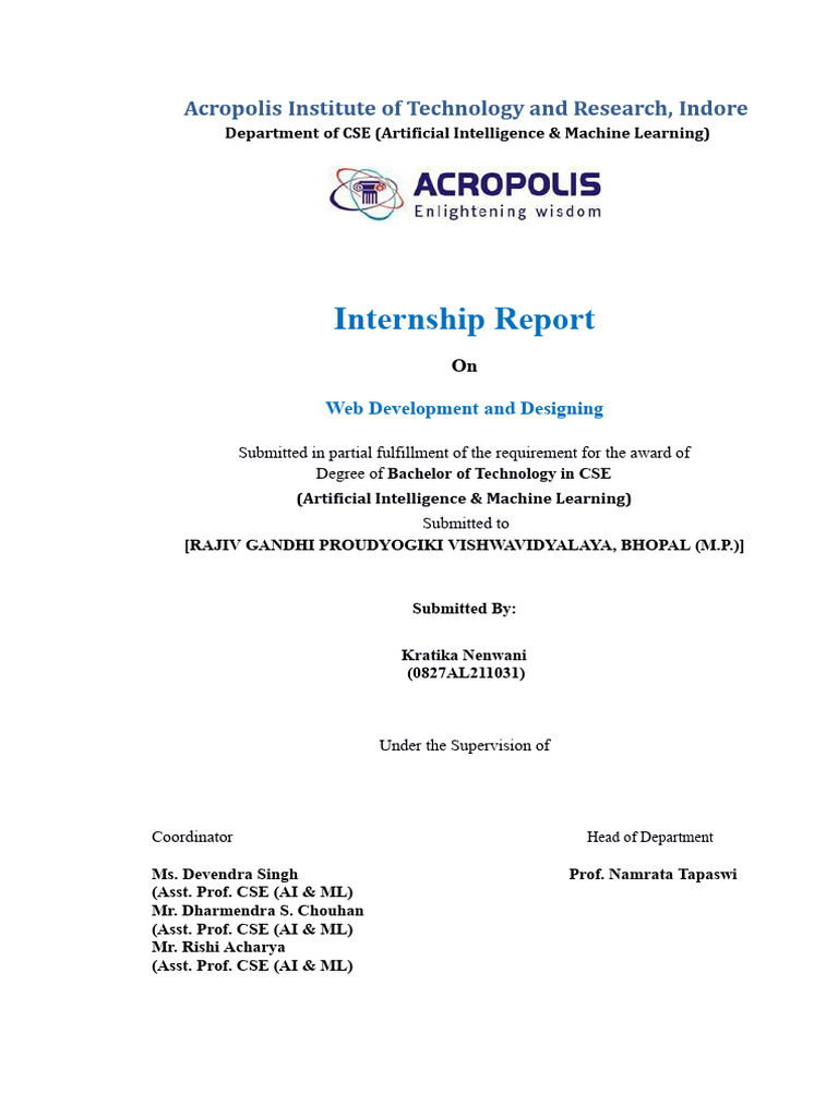 Internship Report Format.docx (1) | PDF | Databases | Web Application