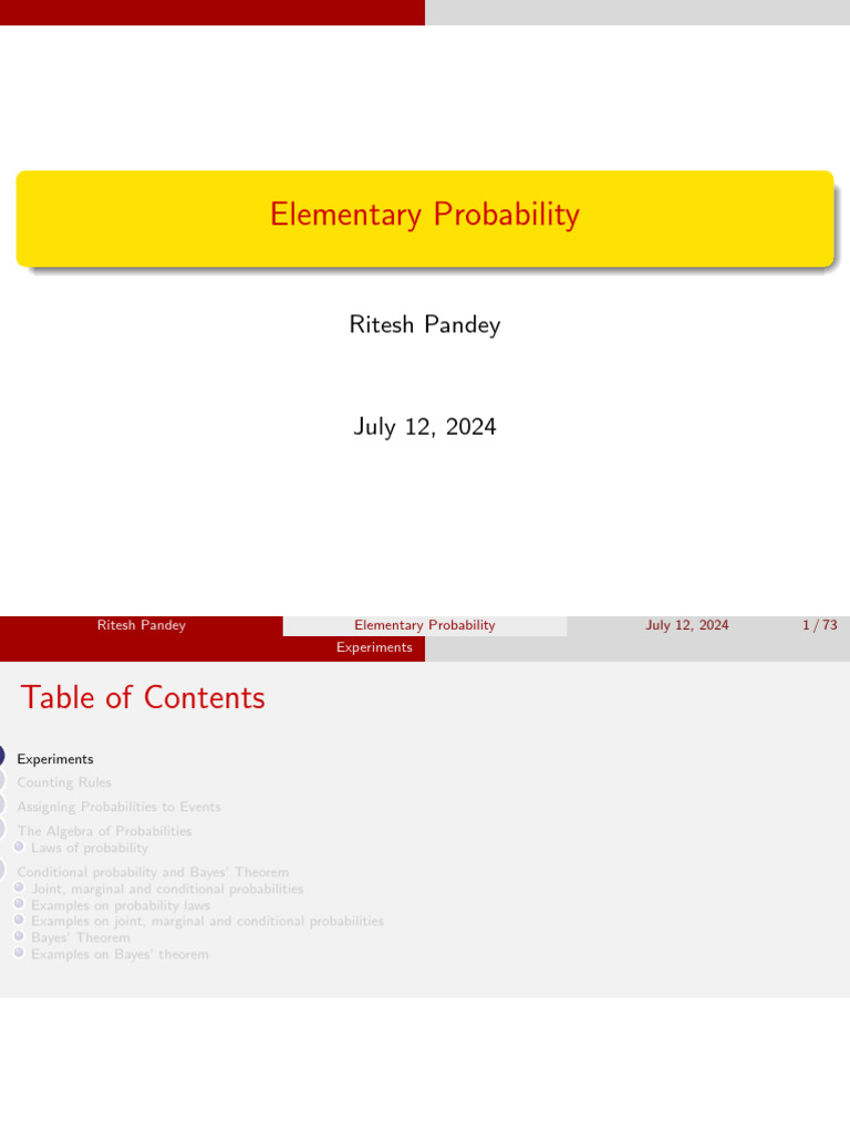 Elementary_Probability | PDF | Experiment | Probability Theory Elementary_Probability | PDF | Experiment | Probability Theory