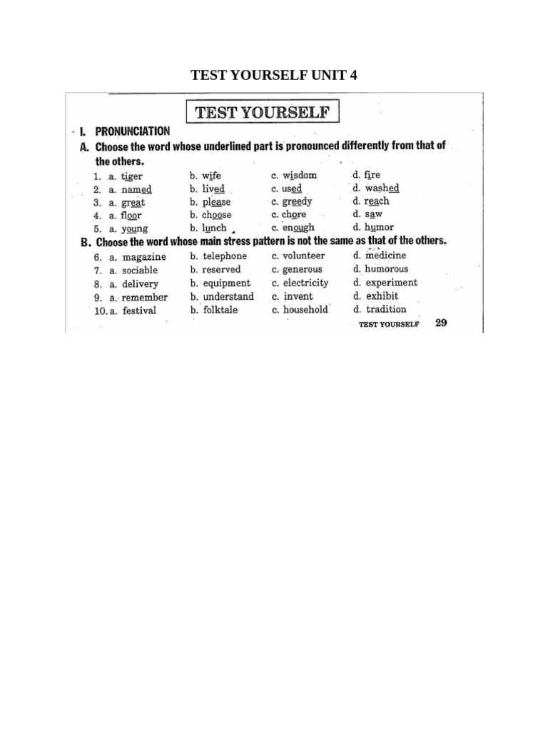 Test Yourself Unit 4 | PDF