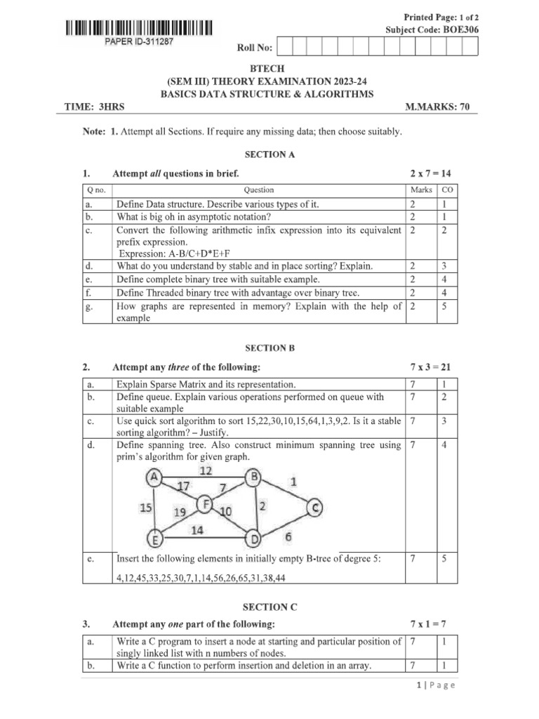 Data Structure Paper | PDF