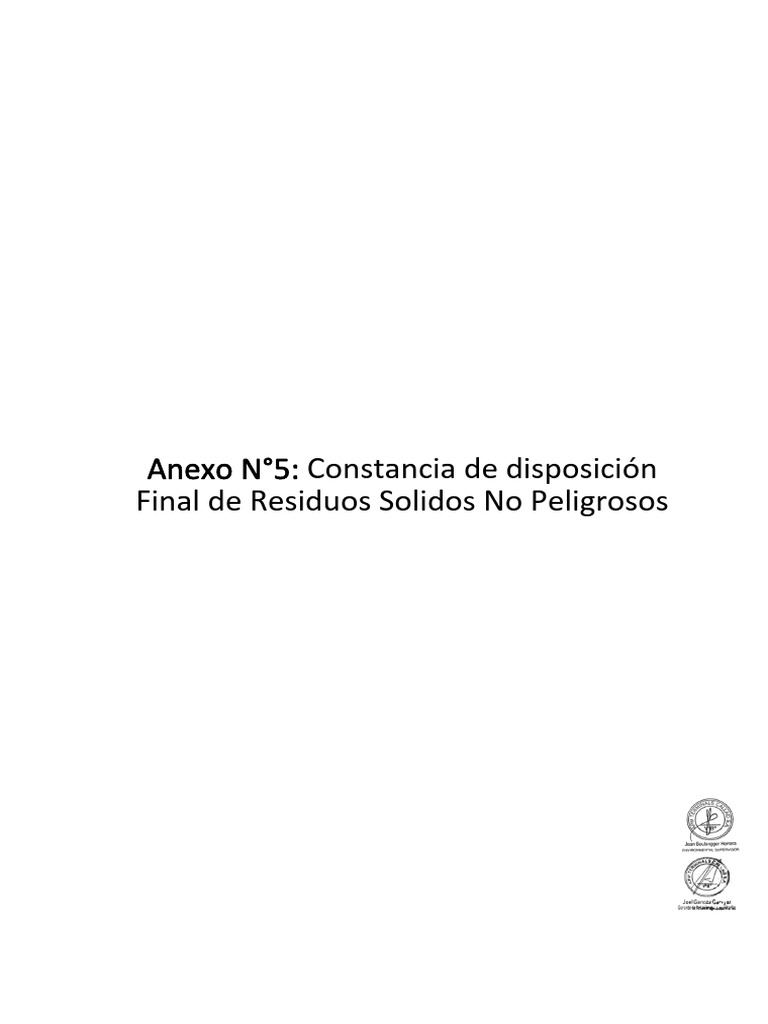 Anexo N°5 Constancia de Disp. Final de RRSS No Peligrosos | PDF
