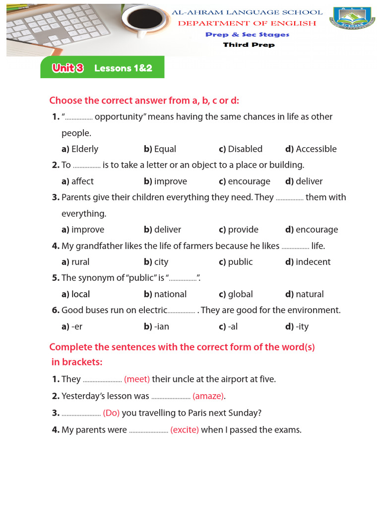 3rd Prep - New Hello - Unit 3 | PDF