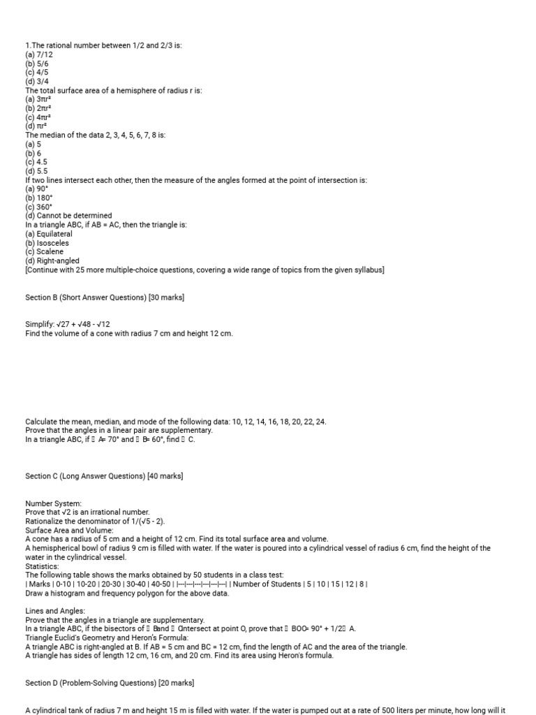 Test combiné maths | PDF | Triangle | Area