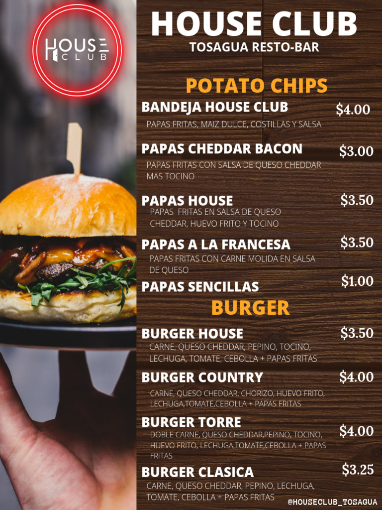 Menú Impreso Restaurant Hamburguesa Comida Verde Cafe | PDF