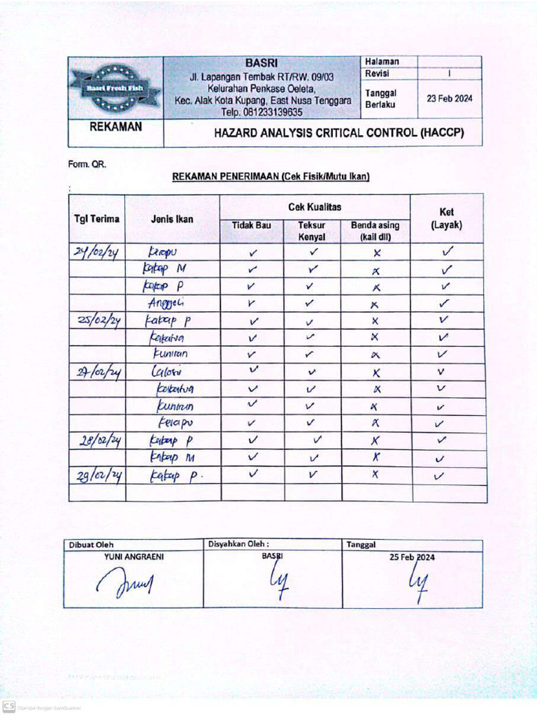Form. Rekaman CCP Pada Bahaya Fisik Hal | PDF