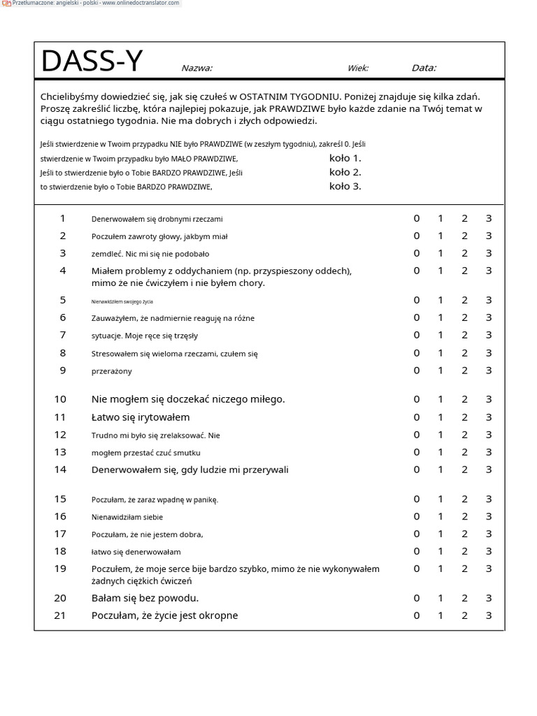 DASS-Y en PL | PDF